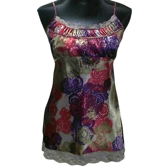 Dkny | Tops | Dkny Jeans Fitted Satin Lace Floral Cami 4 | Poshmark